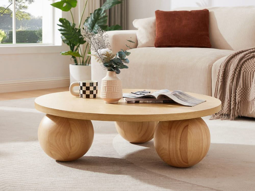 Ballico Round Coffee Table - Light Oak – Lifely