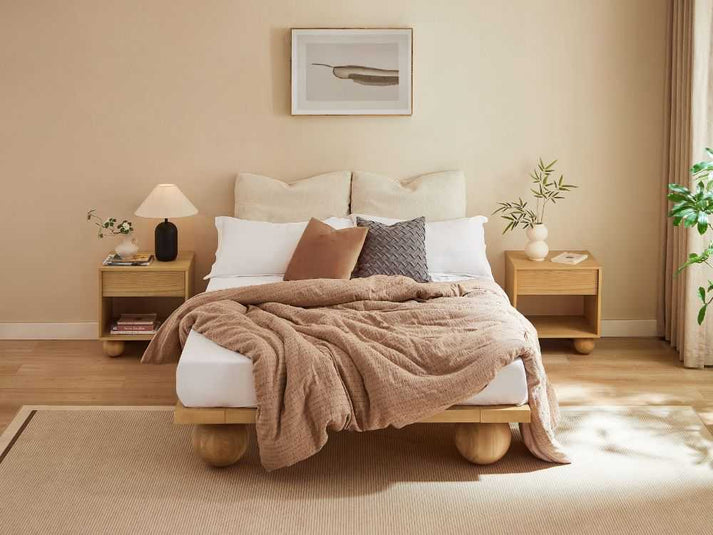 Ballico Timber Bed Base - Light Oak – Lifely